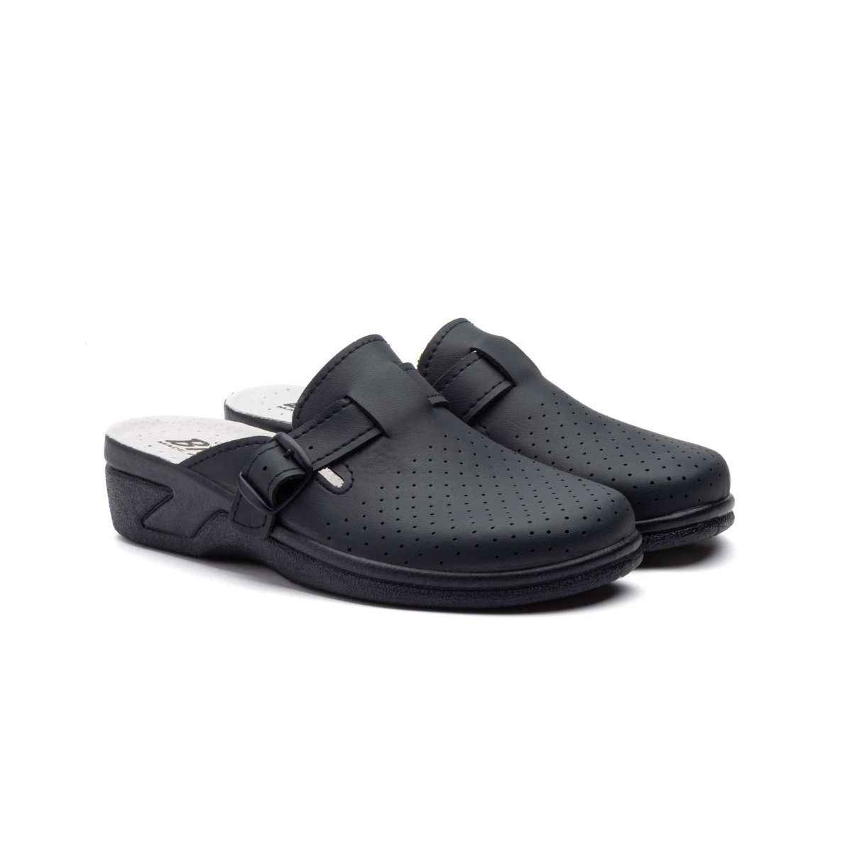 SANITARY & ANATOMICAL Anatomical blue leather clogs by Bio Up ...